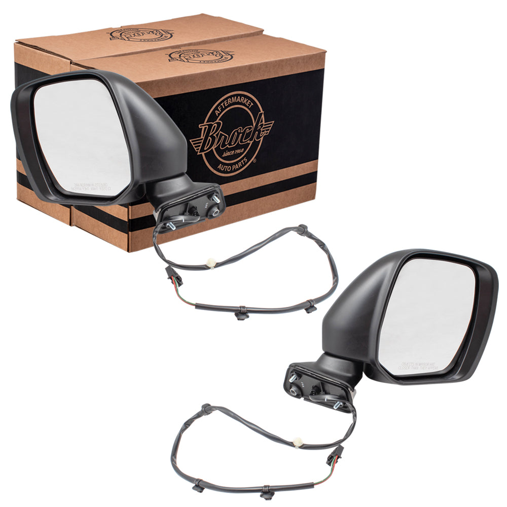 Brock Pair Set Power Side View Mirrors Heated Glass w/ Housing Compati ...