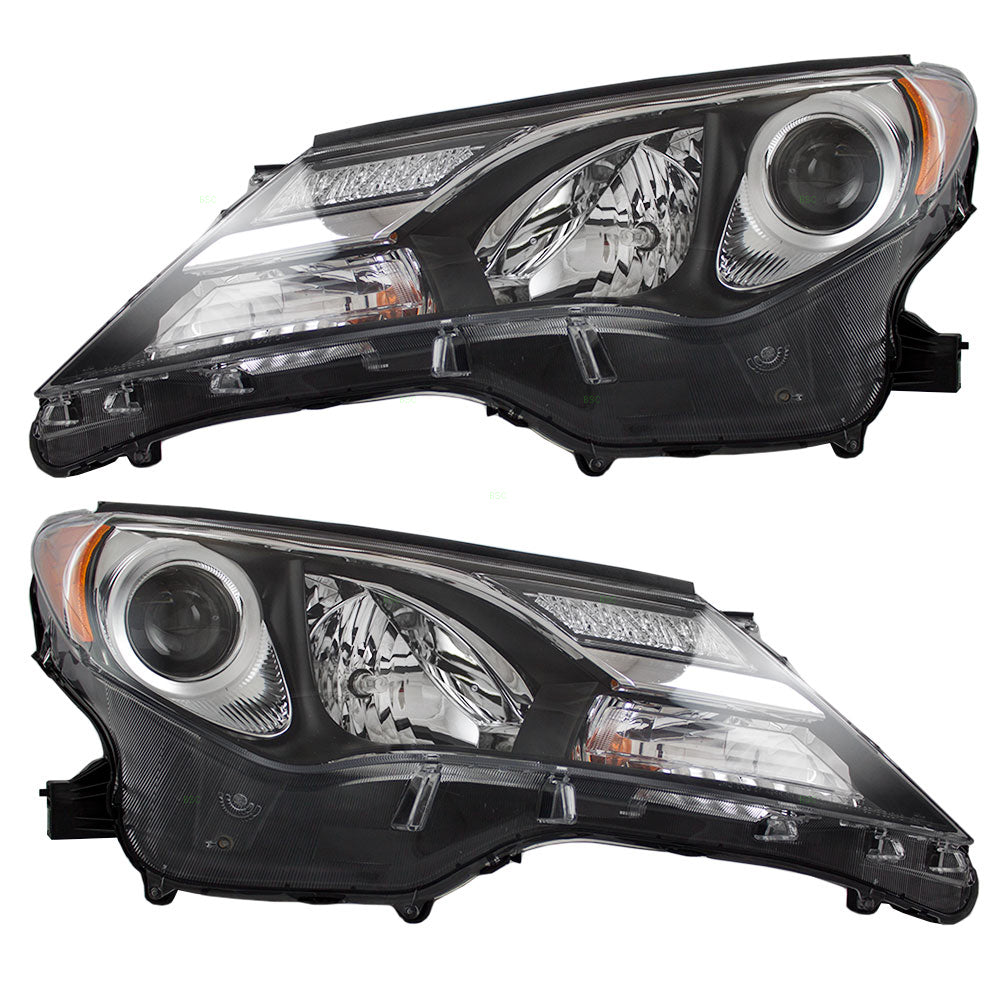 Brock Replacement Pair Set Combination Halogen Headlights Headlamps Co ...