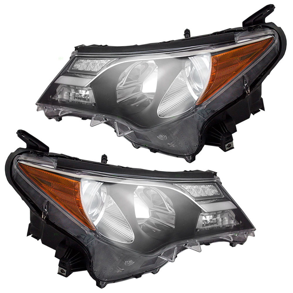 Brock Replacement Pair Set Combination Halogen Headlights Headlamps Co ...