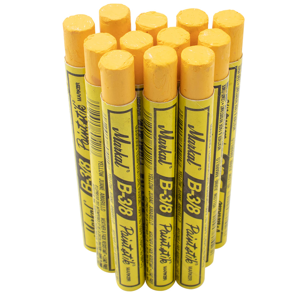 12 Pc Set Yellow Fine Point 3/8" Markal B Paintsticks Oil Water Hot Co ...